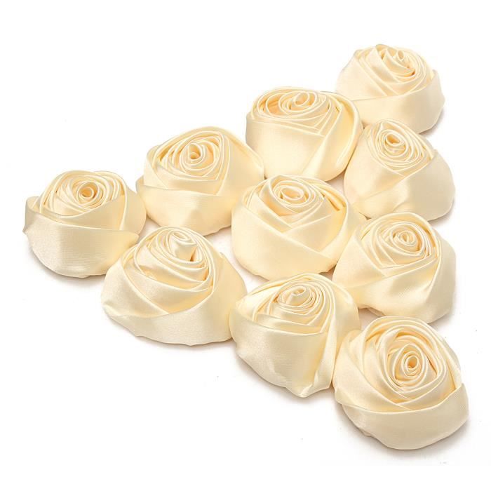 TEMPSA 12pcs Satin Ruban Fleur Rose DIY Décoration Fête Mariage ...
