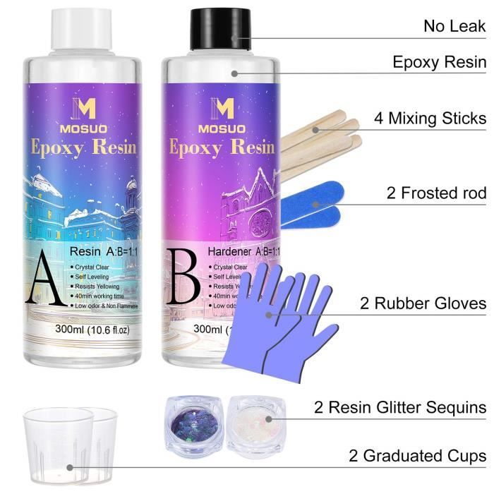 Kit résine époxy cristal limpide pour débutants, accessoires en résine ...