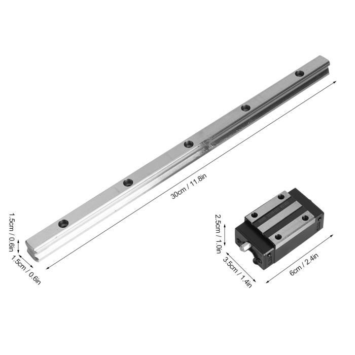 Rail de guidage linéaire - DIOCHE - HG15 - 300mm - Fonte - Noir ...