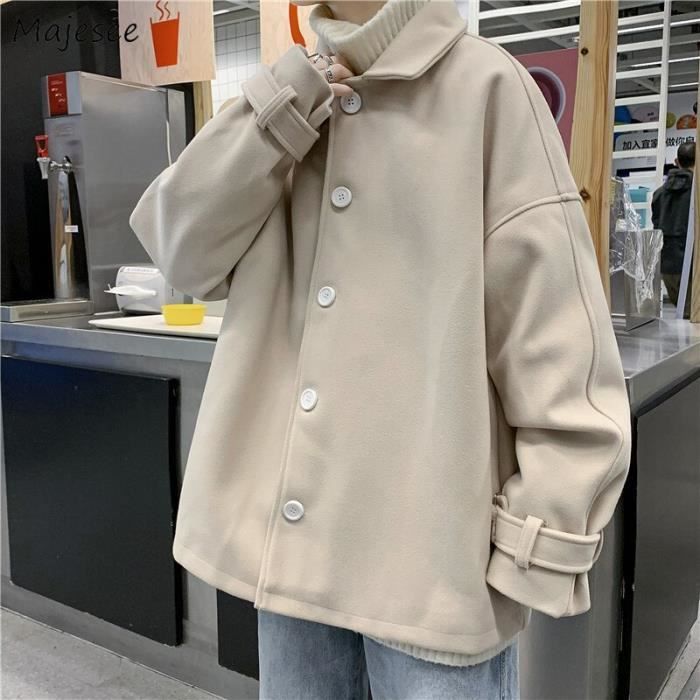 Manteau - caban,Mélange de pardessus à manches longues et col rabattu ...