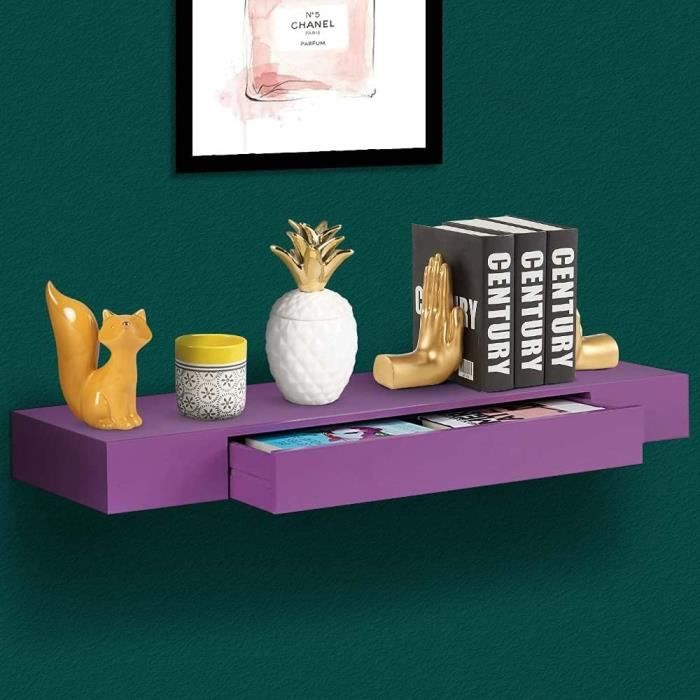 Étagère Murale Avec Tiroir Suspendu Escamotable Murale Étagère En Bois ...