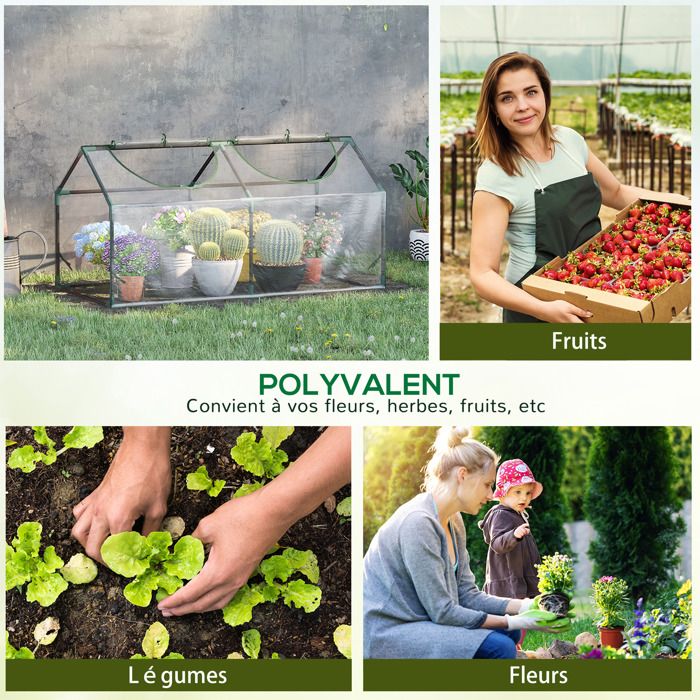 Serre de jardin mini serre 2 fenêtres enroulables couverture en PVC 120 ...