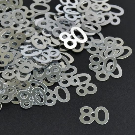 Confettis Anniversaire Chiffre 80 Argent - Confettis de Table ...