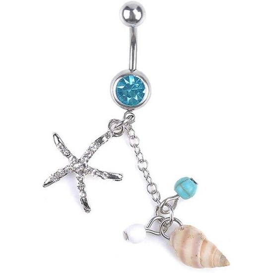 Nombril Anneaux Dangle Nombril Mer Body Shell Piercing Barbell Jewerly Femmes pour Les Filles ...