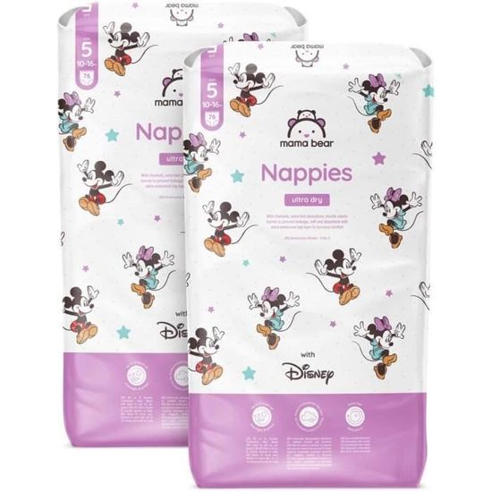 Mama Bear Disney Couches bébé Ultra Absorbantes,Taille 5 10-16 kg,Blanc ...