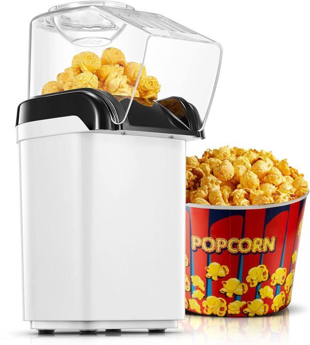 Machine À Pop Corn, 1200W Air Chaud Sans Gras Huile Popcorn Maker ...