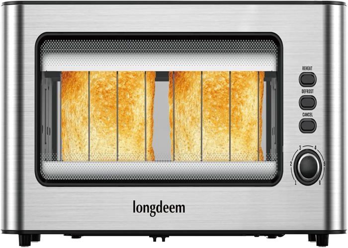 2 Slice Toaster 1.75" Extra Wide Slots, See-Through Window 6-Shade ...
