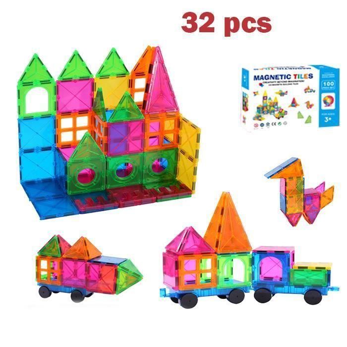 32pcs Jeu de bloc Construction Magnétique Jouet Educatif et Créatif ...