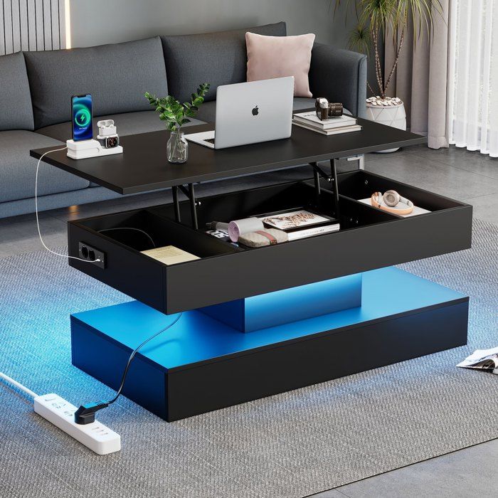 Table basse relevable 100 x 50 x 42 cm Table d'appoint moderne salon en ...