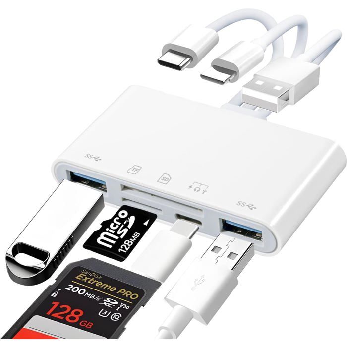 8 in 1 Multi-function SD Card Reader with Memory Card Slot,USB/USB C ...
