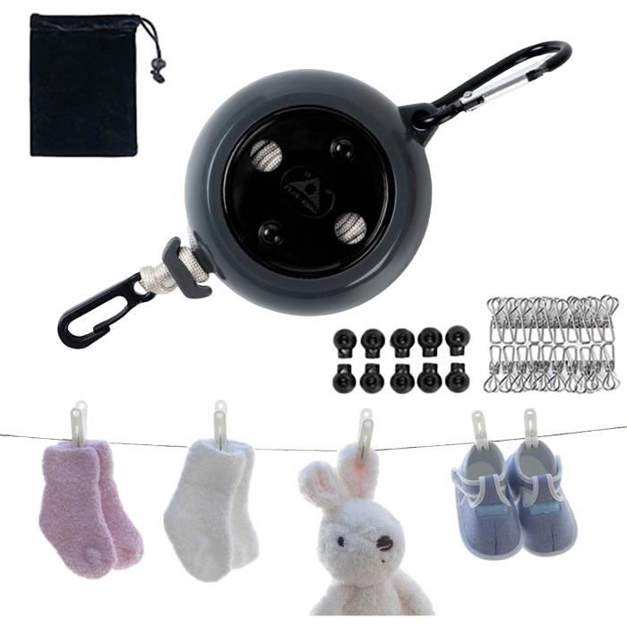 Corde à linge rétractable de voyage - 10 m de long - Étendoir à linge ...