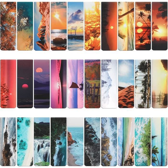 30 Pièces Marque Page Magnetique, Naturel Paysage Signets Magnétiques ...