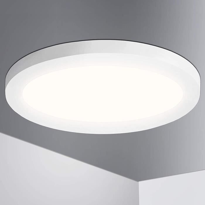 Plafonnier LED 18W Extra plat 19mm Blanc, Rond 225mm 1400lm Remplace ...