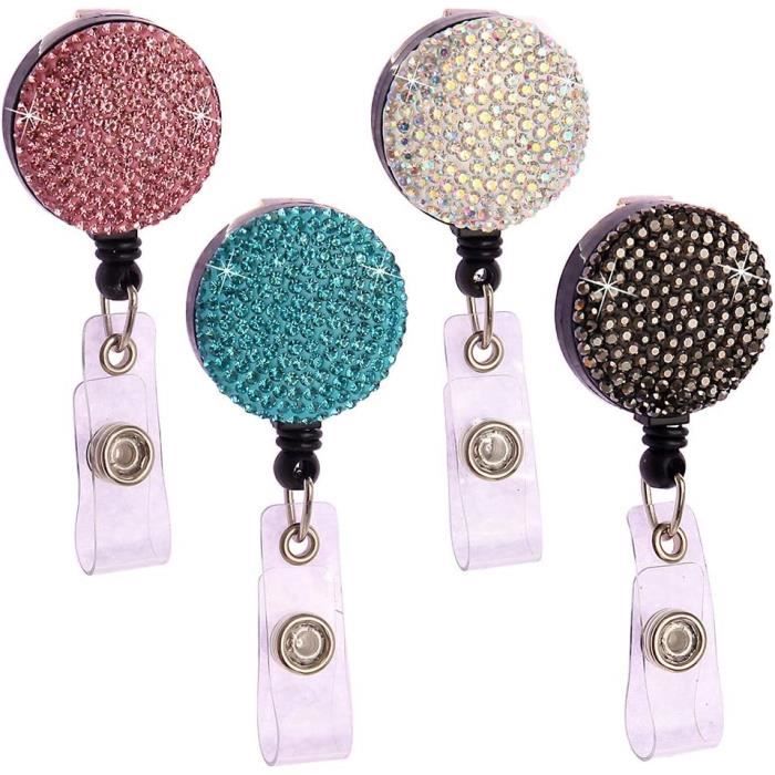 4 Pièces Porte-badge Rétractable avec Attache à Clip, Porte-badge avec ...