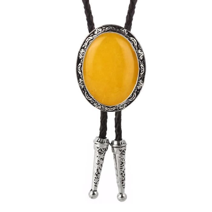 Cravate Bolo ronde en pierre naturelle pour homme, cravate de cowboy ...
