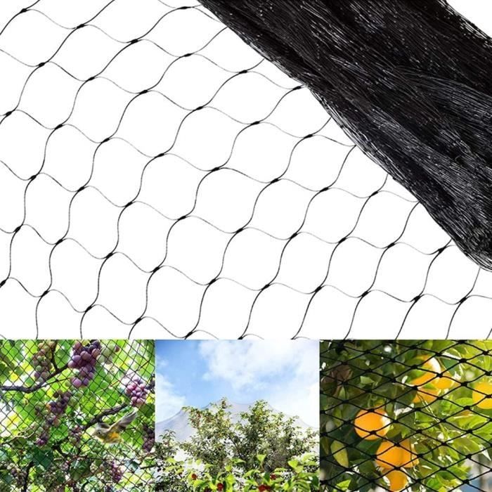 Filet De Protection Des Oiseaux - 7,5m x 15m - Nylon Solide et Durable - Résistant aux UV - Noir ...