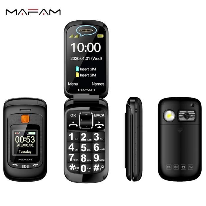 Mafam téléphone portable F899 pliable et Senior -Noir - Cdiscount Téléphonie