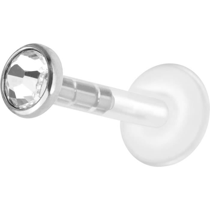Piercing Labret Bioplast Avec Système Plug-In – Clou En Cristal ...