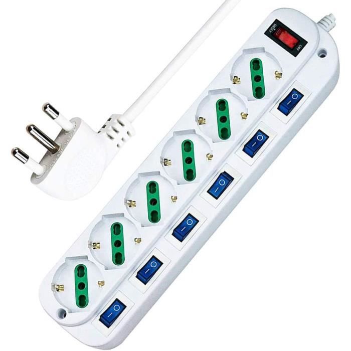 Multiprise multiprise électrique avec 6 places prises Schuko 10-16 A ...