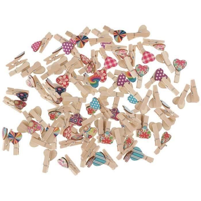 LOOK-100 Pièces Mini Pinces à Linge En Bois Petite Pince à Linge ...