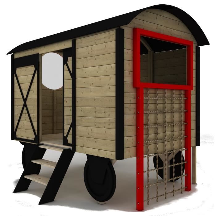 Roulotte / Maisonette enfant en bois sur roues Modèle Western Cabane ...