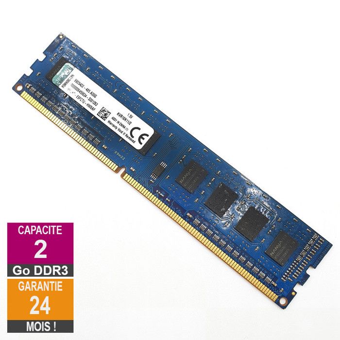 Barrette Mémoire 2Go RAM DDR3 Kingston KVR16N11/2 DIMM PC3-12800U 1Rx8 ...