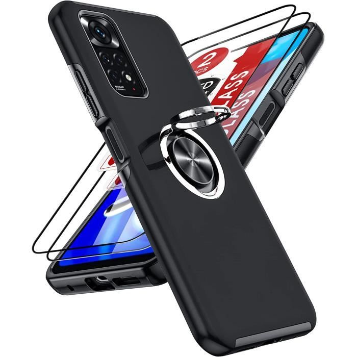 Coque pour Xiaomi Redmi Note 11/11S 4G(6.43") Anneau Support + 2 ...
