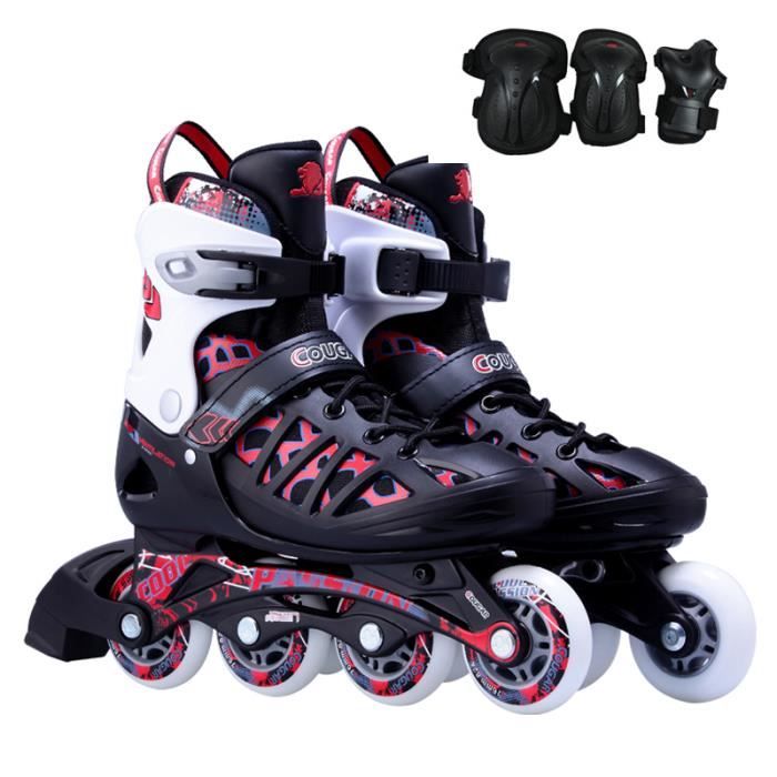 Roller Inline - LEOCLOTHO - Rollers Adulte Réglables - Rouge - ABEC-7 ...