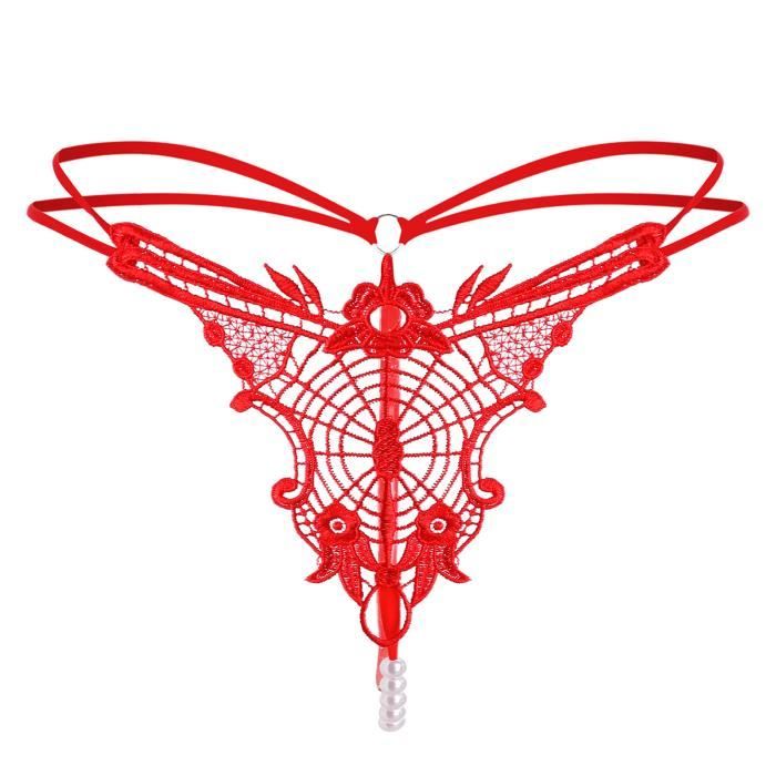String Tanga Pour Femme Lady Thong Sexy Dentelle Rouge Rouge ...