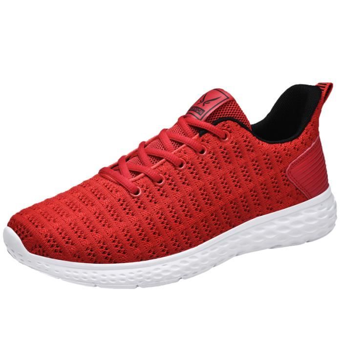 Baskets Homme Fashion Chaussures Sport Sneakers Rouge - Cdiscount ...