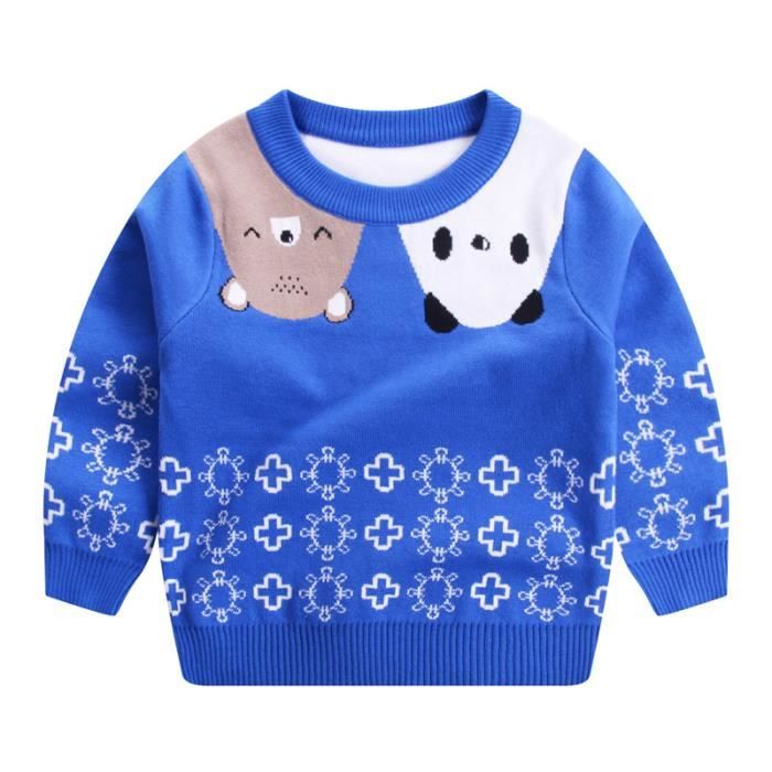 Pull en Tricot Enfant Imprimé Automne Hiver Pullover Chaud Col Rond ...