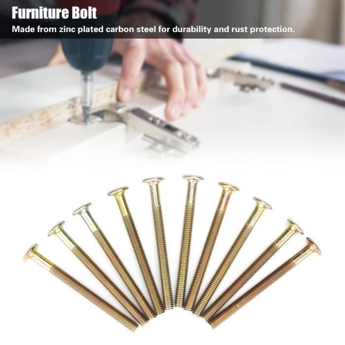 Boulon de meuble 10 pièces M6 en acier au carbone 70 mm boulons de meubles avec écrous de ...