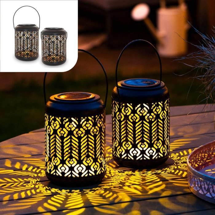 Gadgy Lanterne Solaire Exterieur Lot De 2 Lampion LED Pour Terrasse ...
