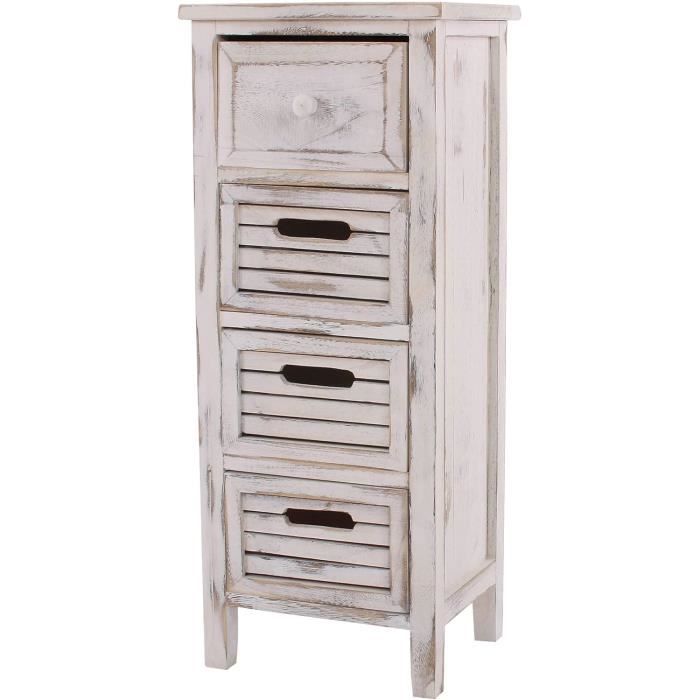 Mendler Commode-Table d'appoint-, 4 tiroirs, 30x25x74cm, shabby ...