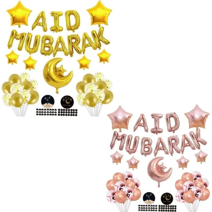 Décoration Aid Mubarak kit complet 39 éléments : 10 lettres eallons, 20 ...