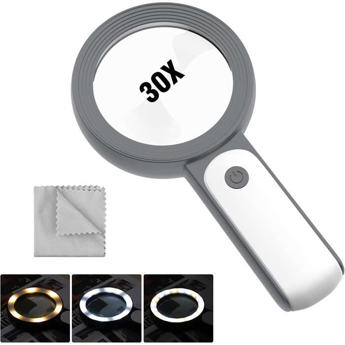 Loupe de Lecture éclairante MoKo 30X avec 18 LED Lères à Main pour Lecture Ob195 - Marque SSS ...