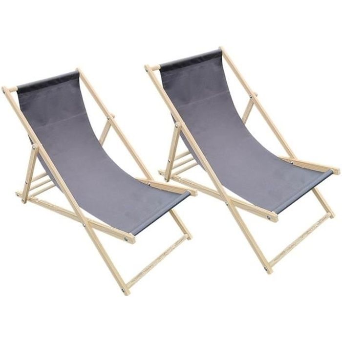 Chaise longue chilienne pliante en bois Santorini - Lot de 2 ...