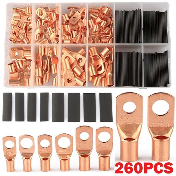 COSSE ELECTRIQUE,260PCS Copper--Kit de connecteurs de bornes à sertir électriques, 260 pièces ...