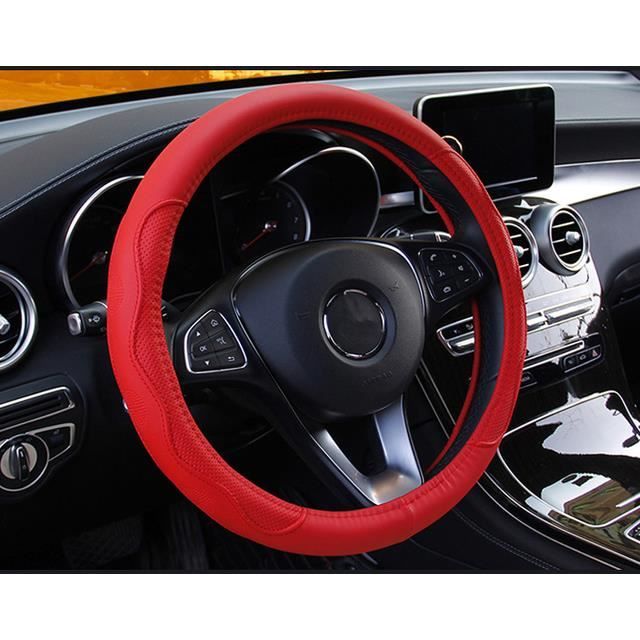 COUVRE-VOLANT,Rouge--Couvre volant universel en cuir PU de 38cm-15 "de ...