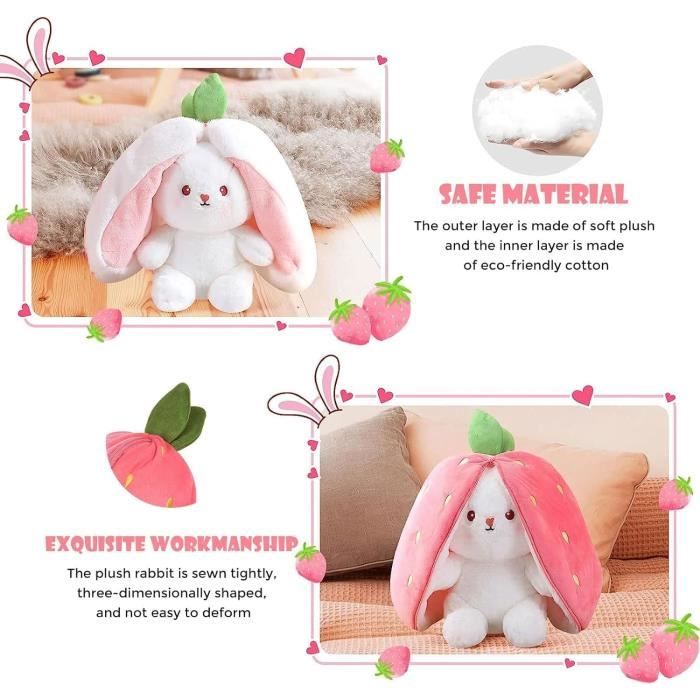 Peluche Lapin Fraise, Lapin Fraise Cache-Cache Douce Et Câline, Bunny ...