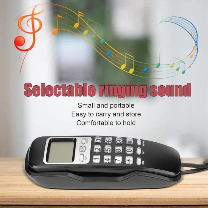 Téléphone Filaire, Petit Téléphone Fixe Filaire Avec Écran Lcd, Téléphone Filaire À Rappel Flash ...