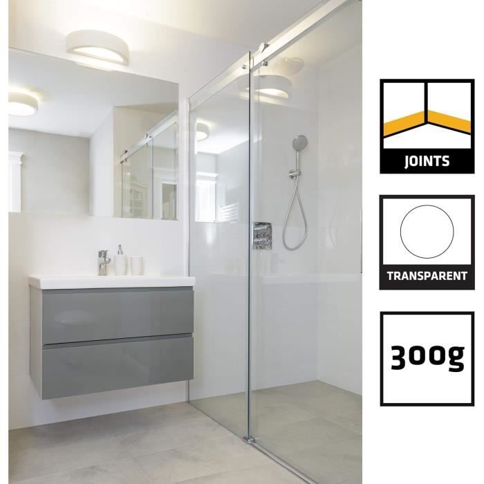 Flex-112 Crystal Clear, Mastic-Colle Multi-Usages Transparent Maintien ...