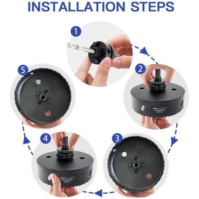 Scie cloche 83 mm, fraise ronde avec mandrin A2, foret 4341, profondeur ...