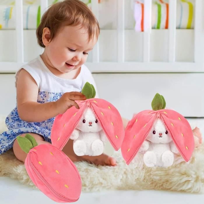 Peluche Lapin Fraise, Lapin Fraise Cache-Cache Douce Et Câline, Bunny ...