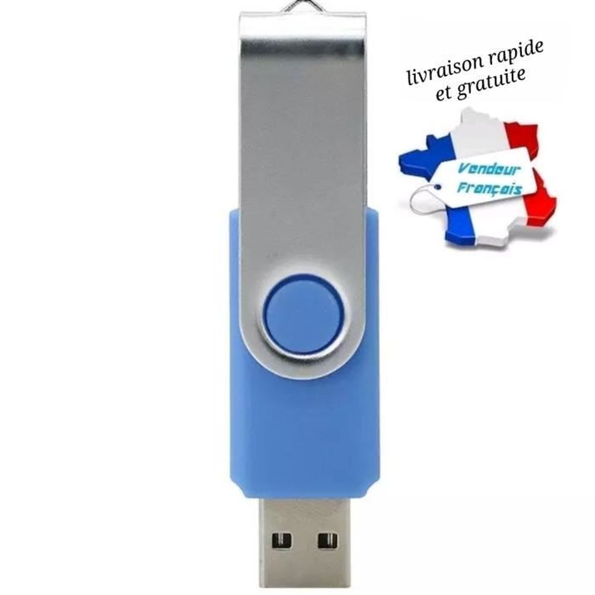 Cle usb rotative en metal bleu clair capacite 16go , livraison gratuite ...