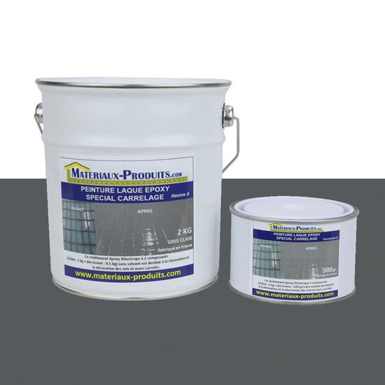 Peinture pour carrelage laque époxy Kit de 20 Kg (Pour Professionnel) Gris Ardoise RAL 7015 ...