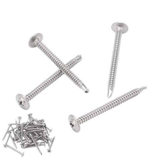 Pwshymi Vis à tête ronde à rondelle 50pcs Vis à Tête à Rondelle Ronde Vis Autoperceuse Acier ...