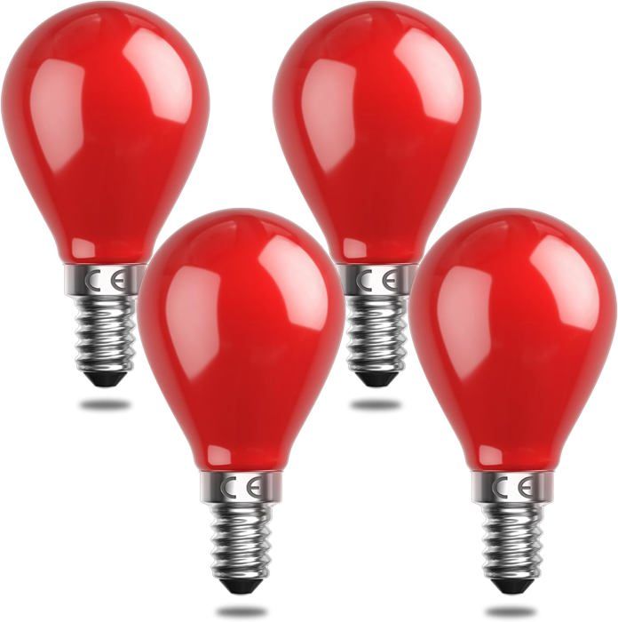 E14 Ampoule Led Rouge,4w Ampoule Ballon Rouge,Convient pour AC220-240v ...