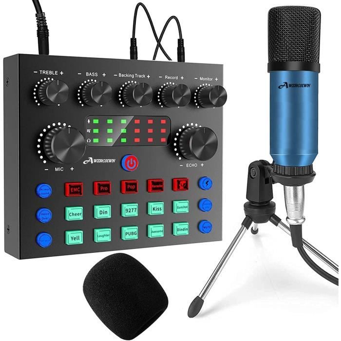 Microphone à Condensateur Microphone USB avec carte son V8, BM800 PC ...