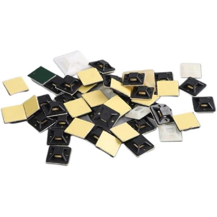 Lot de 100 supports pour serre-câbles - Noir - Petits serre-câbles ...